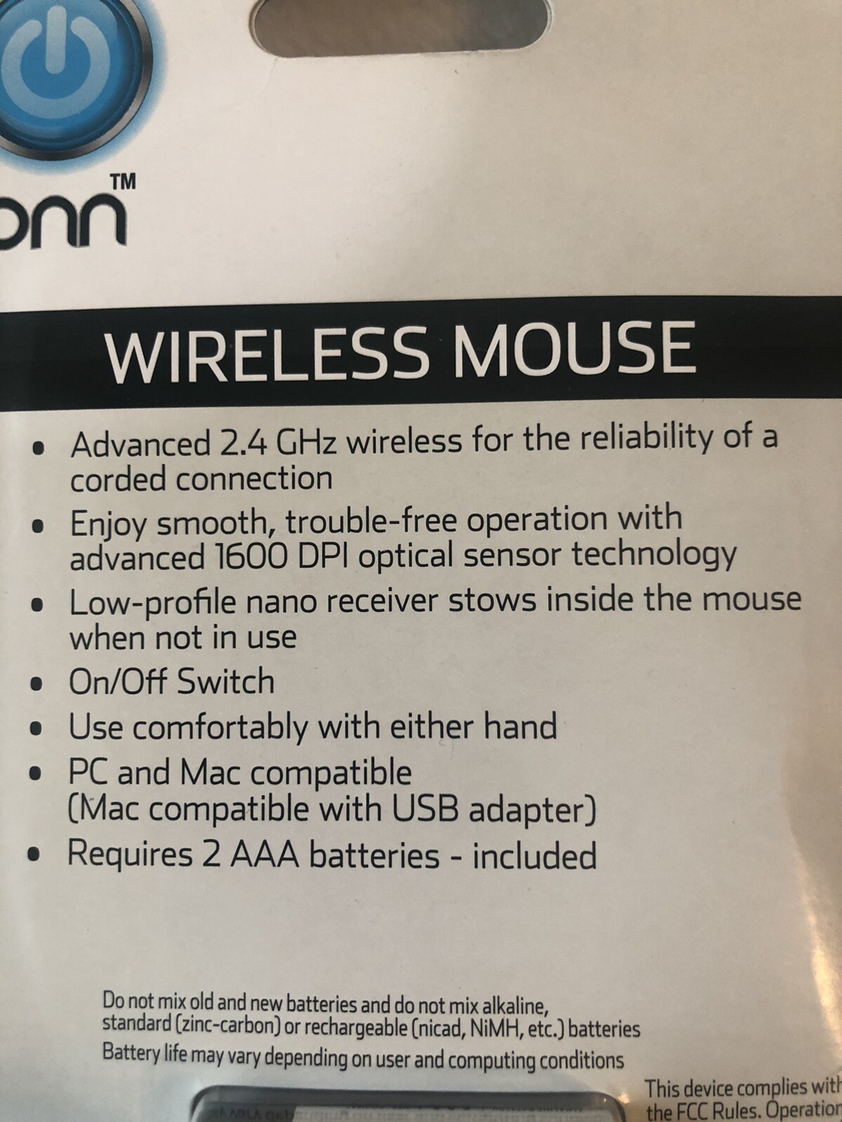 ONN WIRELESS MOUSE 2.4GHZ WIRELESS CONNECTIVITY BRAND NEW SEALED SHIPS ...