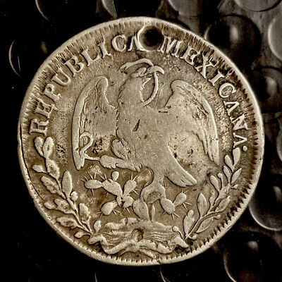 1826 Mexico 8 Reales silver coin .903 0.7859 ASW JJ Holed | eBay