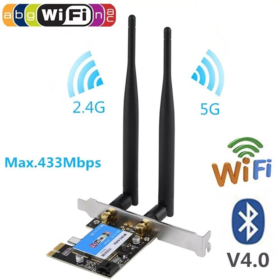 PCI-E Network Card WiFi Dual Band 2.4G/5G Wireless LAN Adapter Bluetooth4.0 | eBay