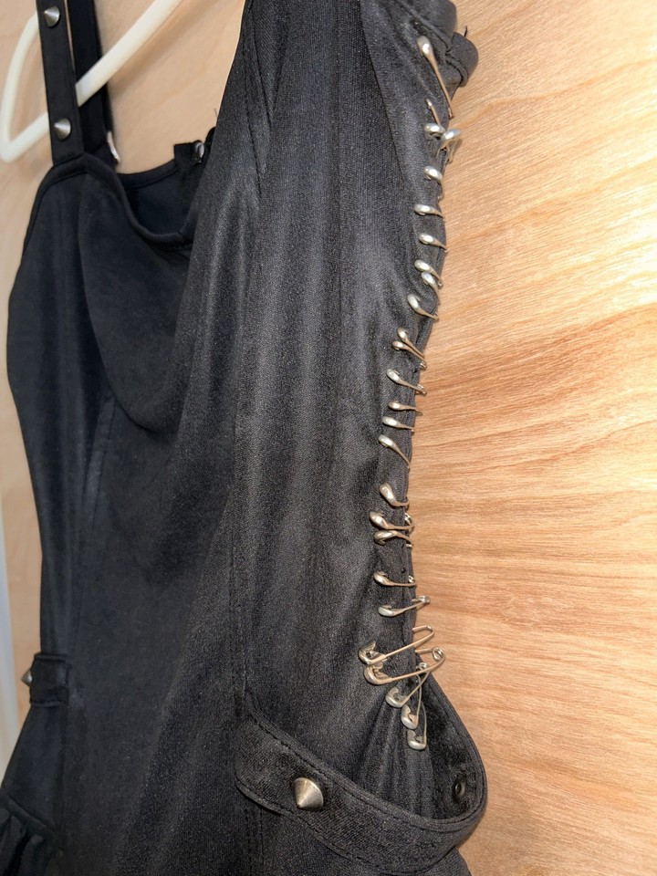 Lip Service Black Mini Dress Sz S Studded Tulle Stretch Punk Tutu Goth ...