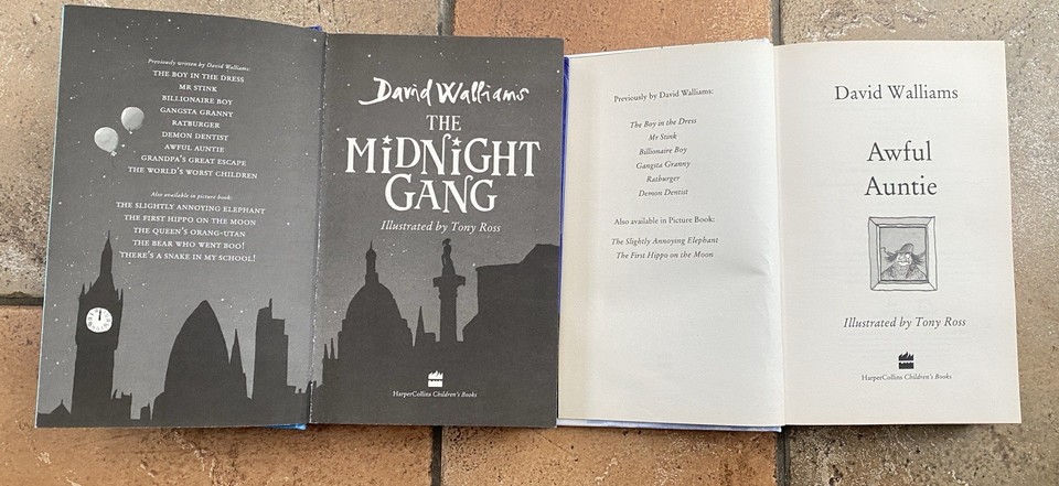 David Walliams Books Bundle Set Awful Auntie The Midnight Gang Hardback ...
