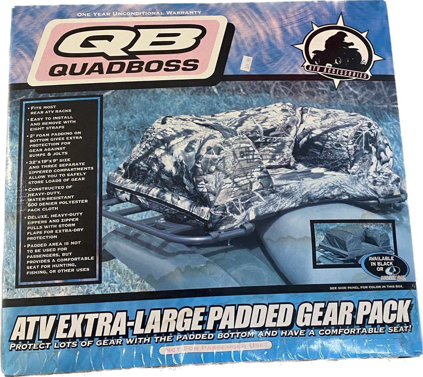 ATV Rear extra-Large Padded Gear Pack Black Quad boss New | eBay