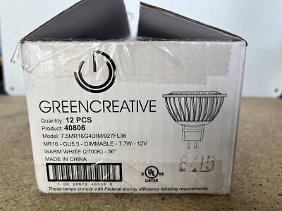 Green Creative 40806 7.5 MR16G4DIM/927FL36 MR16 LED Bulb 12 count Warm ...