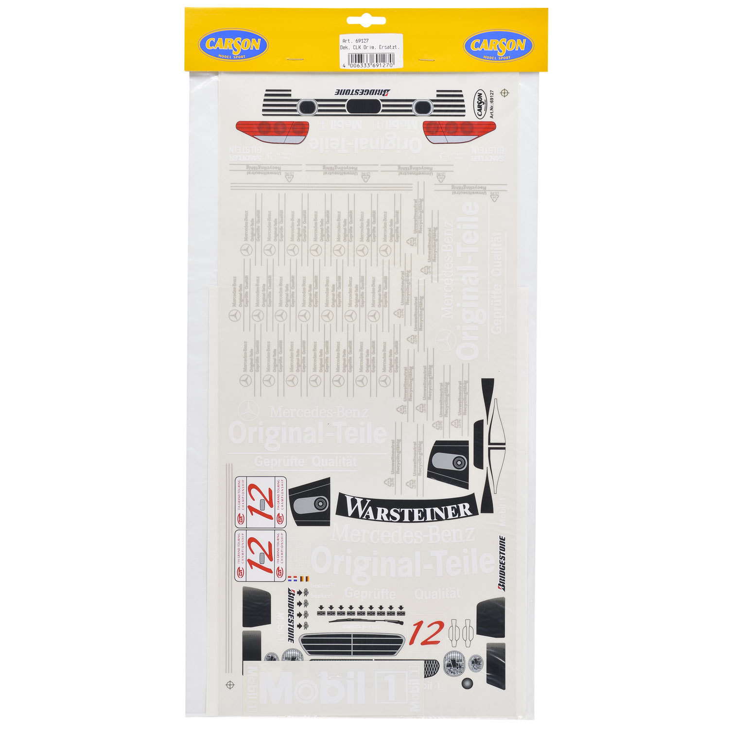 Decal Sheets 1:10 Mercedes Benz CLK GTR Original Pieces Decal Carson ...