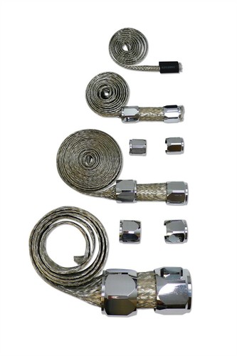 Stainless Braided Hose Cover Kit w/ Chrome Clamp Cover Hot Street Rod ...