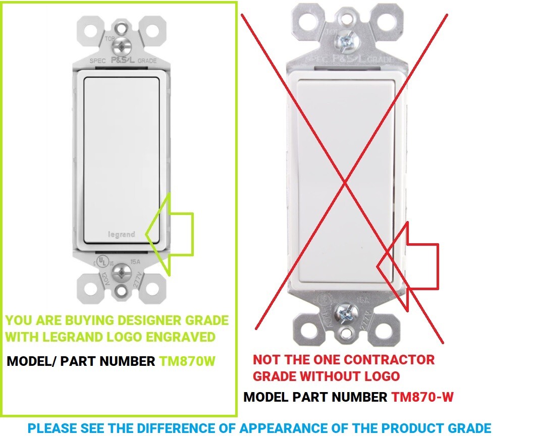 1 LOT of 4 SWITCHES - NEW LEGRAND TM870W White 1 pole 15A ⭐️DESIGNER ...