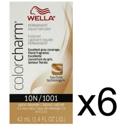 SALON WELLA COLOR CHARM PERMANENT DYE LIQUID 10N/1001 SATIN BLONDE PACK ...