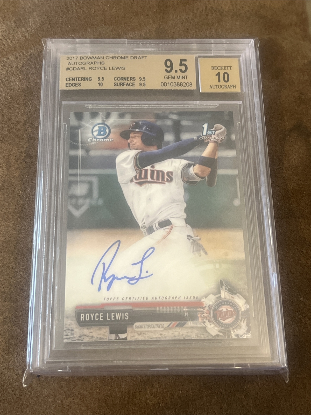 2017 Bowman Chrome Draft Royce Lewis Autograph Rookie BGS 9.5 RC Twins ...