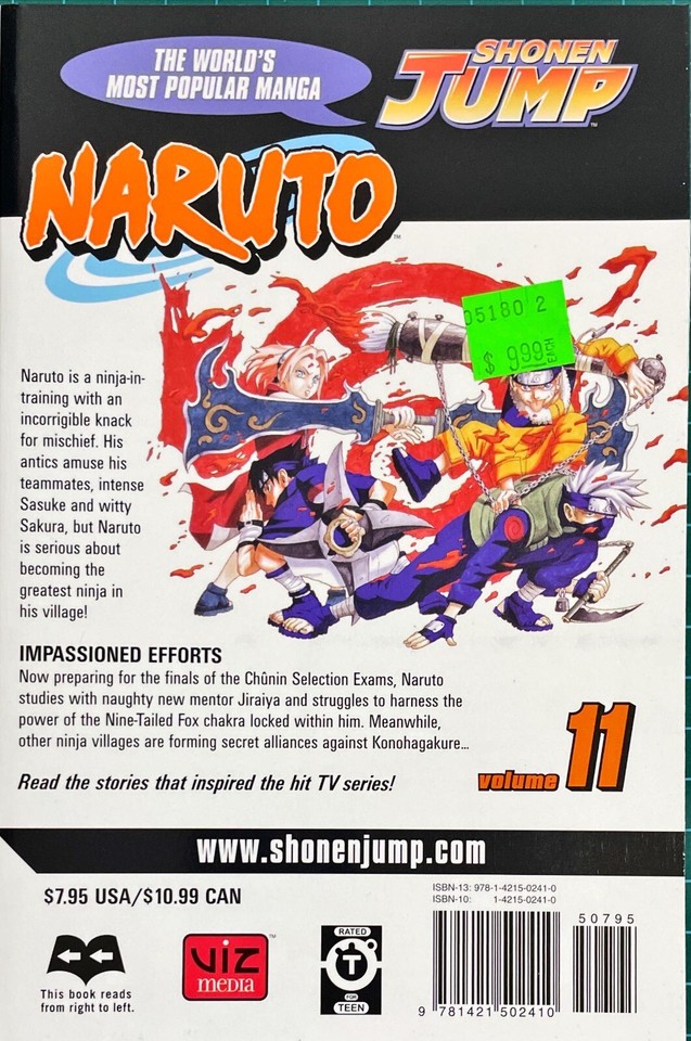 Naruto Volume 11 [ Shonen Jump ] English Manga - 2007 Second Printing ...