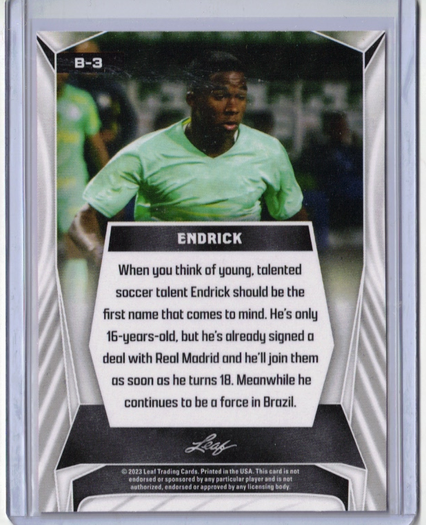 ENDRICK 2023 Leaf Soccer GREEN Parallel Card #B-3 Palmeiras Brazil ...