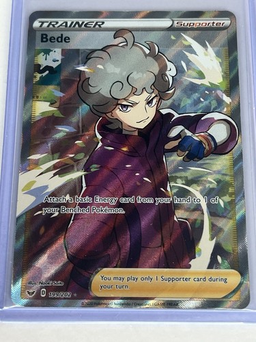 Bede 199/202 Pokemon TCG Sword & Shield Base Full Art Trainer Ultra ...