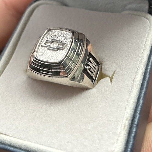 10k GM Chevy Mark Of Excellence White Gold Ring | eBay