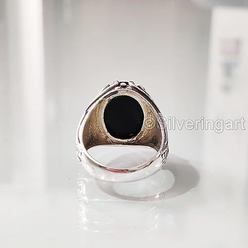 NATURAL BLACK ONYX DECEMBER BIRTHSTONE SOLID 925 SILVER TURKEY SIGNET ...