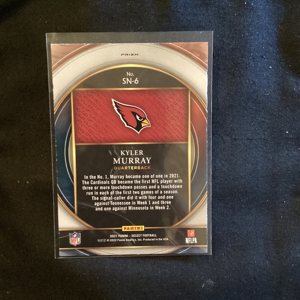 Kyler Murray SILVER PRIZM "Numbers" 2021 Panini Select #SN-6 Cardinals ...