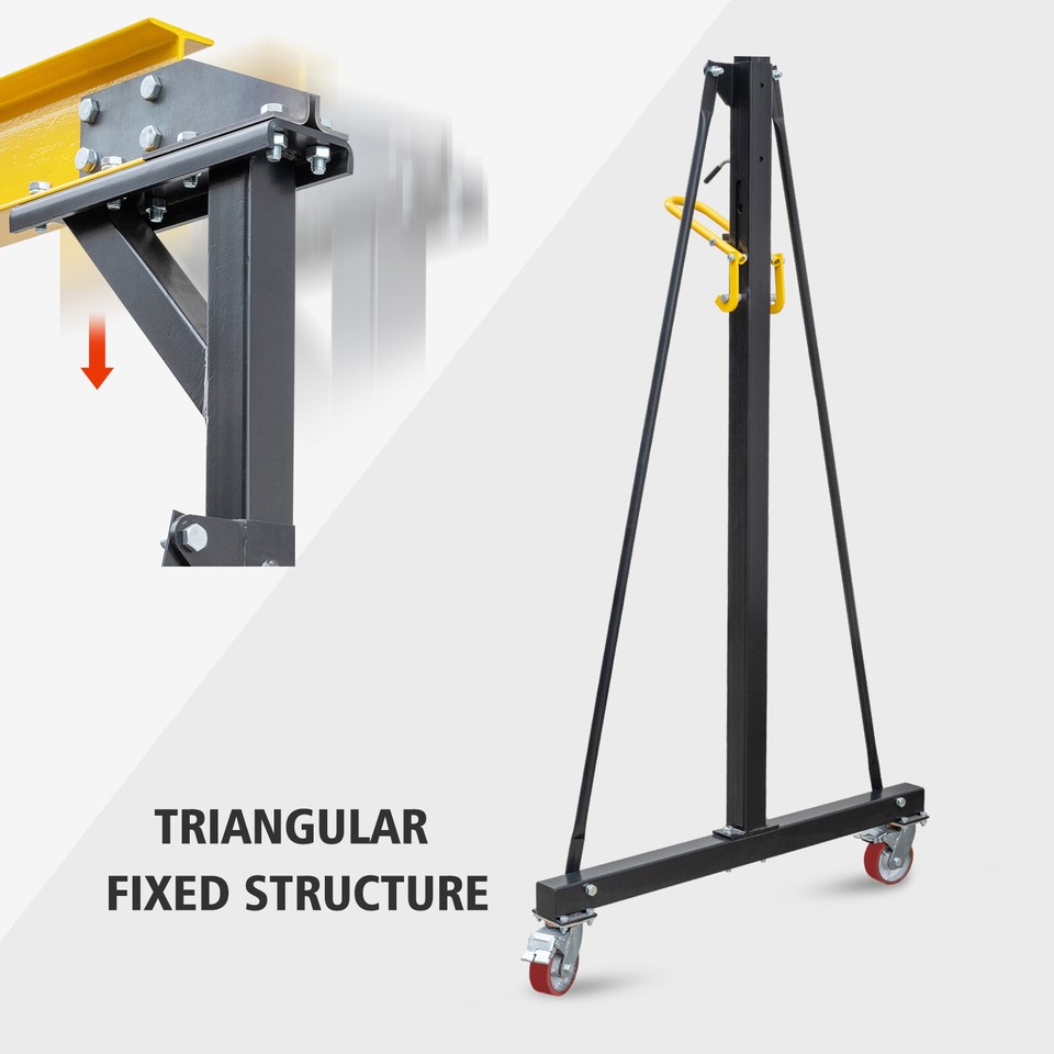 1 Ton Adjustable Gantry Crane, Portable Shop Lift Hoist 2000lbs Loading ...