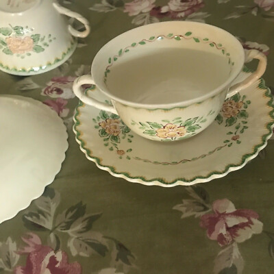LOVELY PAIR ADAMS ROYAL IVORY TITIAN WARE 'LANCASTER' HAND PAINTED ...