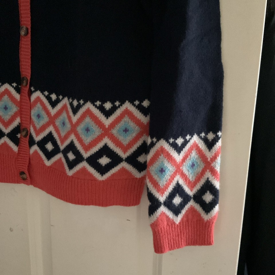Heyton Women's Cardigan Lambs wool Blend Navy Blue & Colourful, Size 12 ...