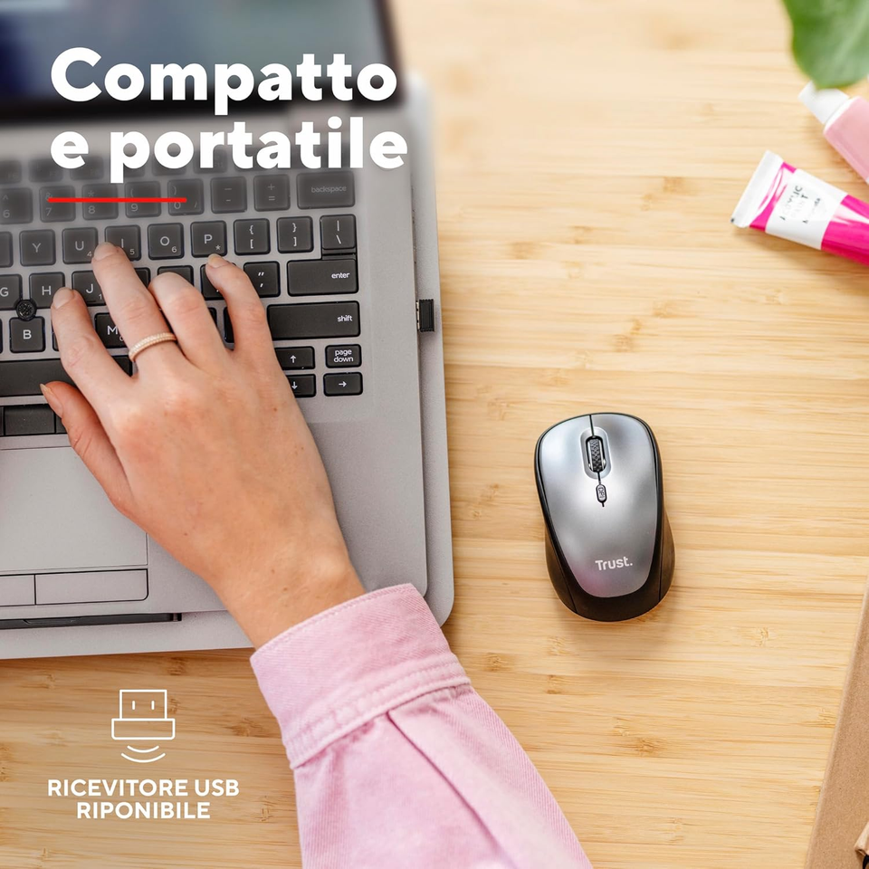 Mouse Wireless Silenzioso Con Batteria, per Mano Sinistra E Destra, 83% ...