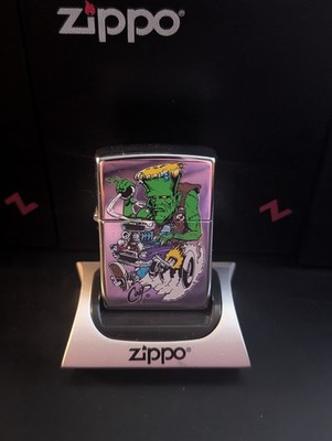 ZIPPO LIGHTER COOP PURPLE FRANKENSTEIN GASSER 57 CHEVY - HOT ROD RAT ...