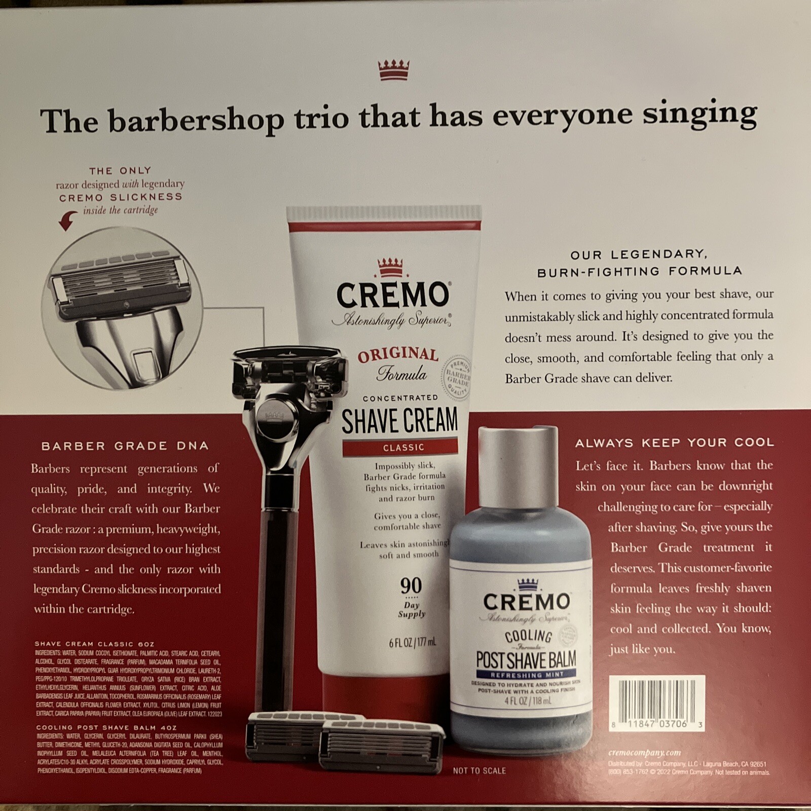 Cremo Company Barber Grade Shave Kit Full Size MEN'S Gift Set Brand New ...