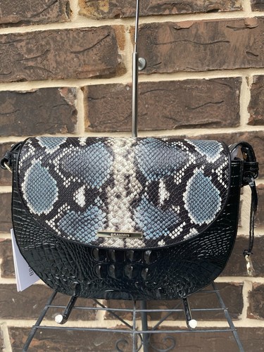 NWT $335 BRAHMIN ELLA CROSSBODY SHOULDER BAG Black TYBALT SNAKE R93 ...