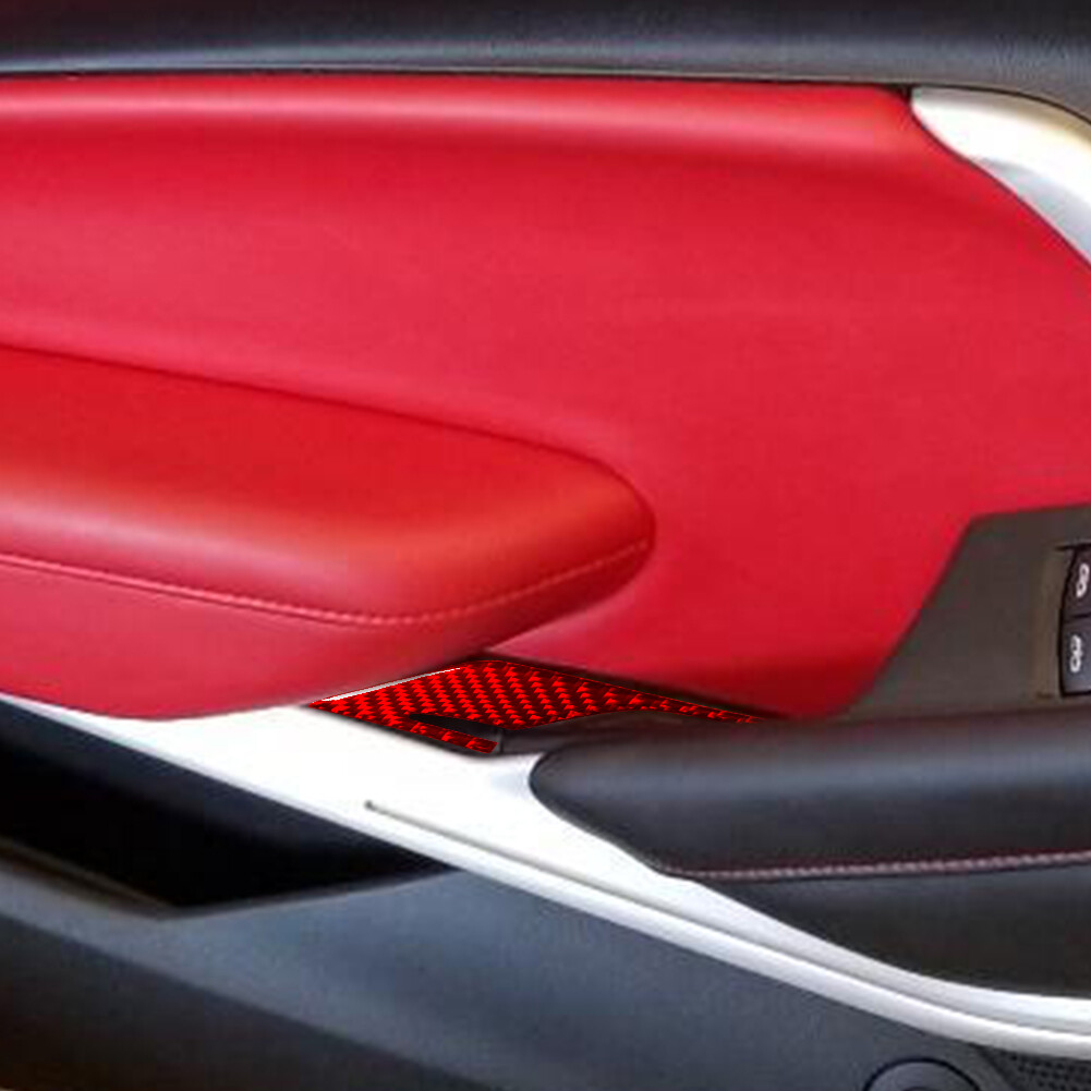 2Pcs Red Carbon Fiber Interior Door Armrest Cover Trim For Chevrolet ...