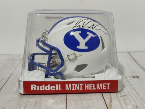 Riddell BYU Cougars Speed Mini Helmet NCAA White Blue Kyle Van Noy Auto ...