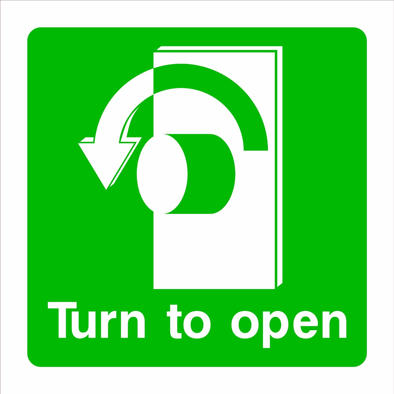 Turn to open sign or self adhesive vinyl sticker EMER49 20cm x 20cm ...