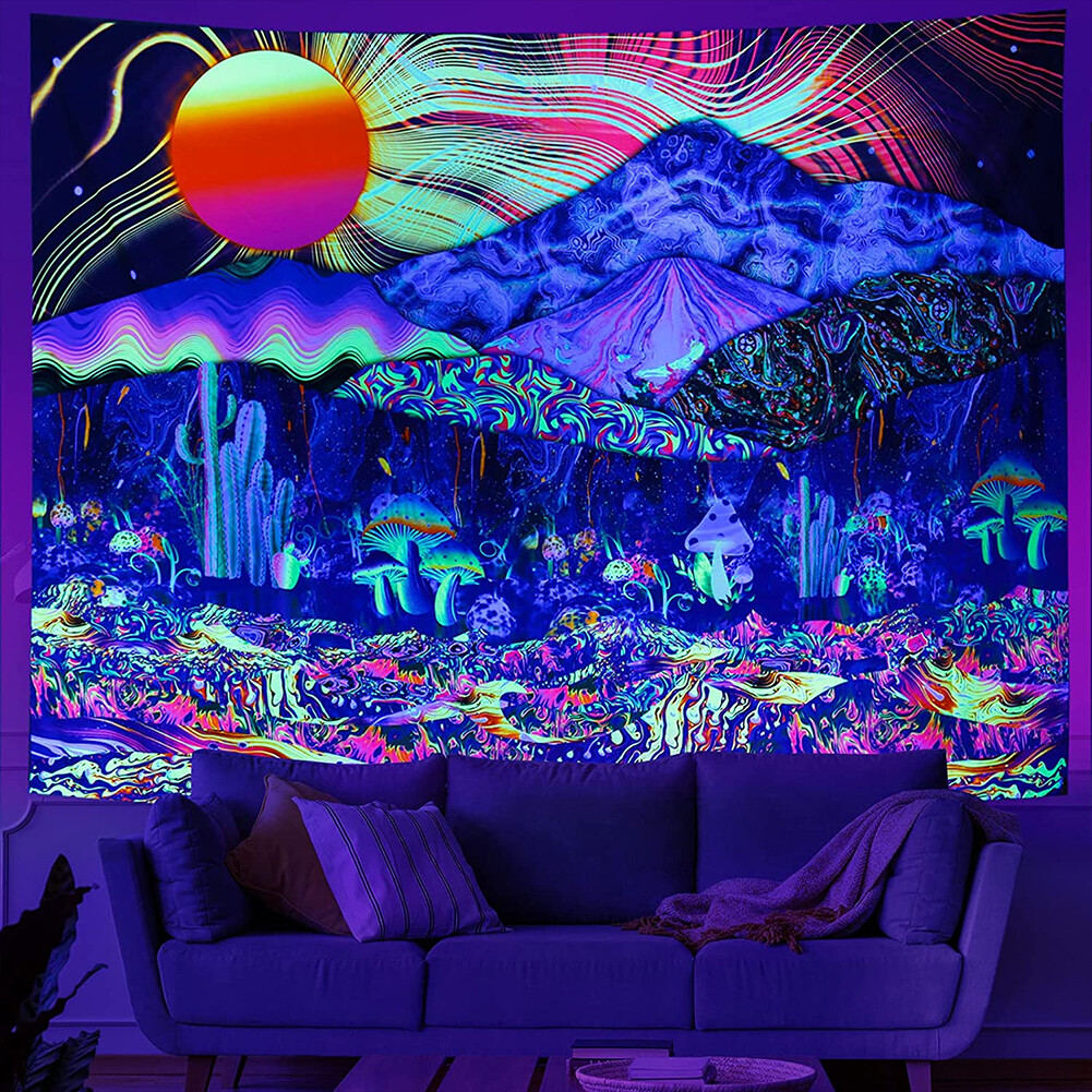 Sun Mountain Fluorescent Tapestry Wall Hanging Carpet Luminous ...