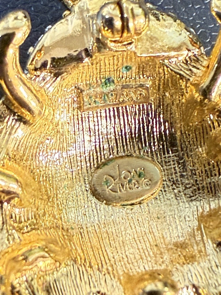 VTG JOAN RIVERS WHITE GOLD ENAMEL LADYBUG RHINESTONE CRYSTAL BROOCH ...