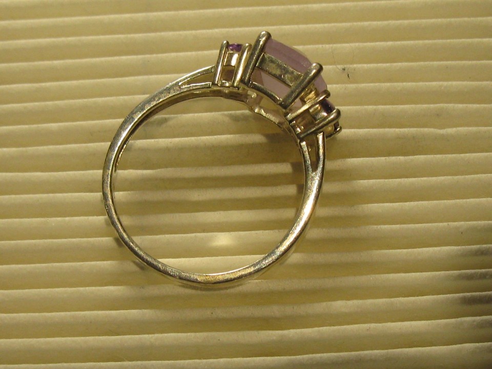 Vintage Avon 925 Sterling Silver Rose Chalcedony Quartz / Amethyst Ring ...