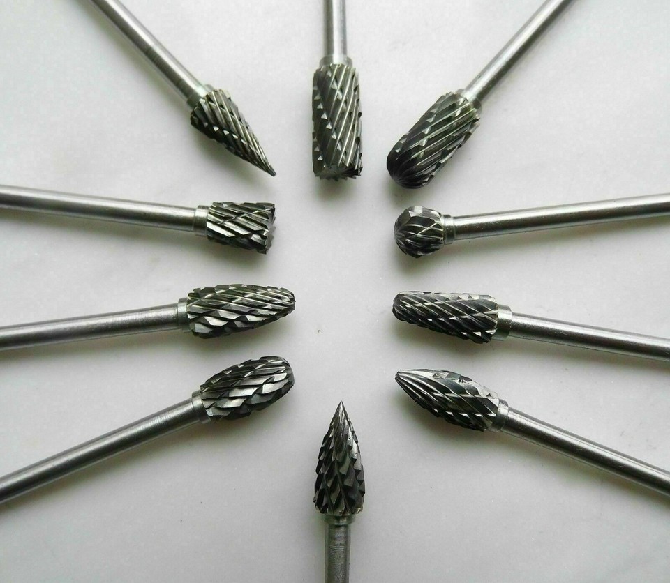 US 10X Tungsten Carbide Burr Bit Cutting Carving Burr 1/8" Shank Dremel ...