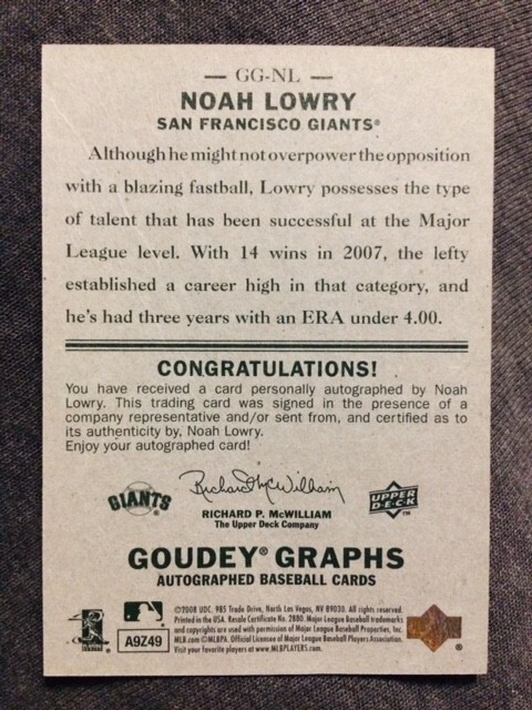 2008 Upper Deck Goudey Noah Lowry Graphs Auto Autograph Card | eBay