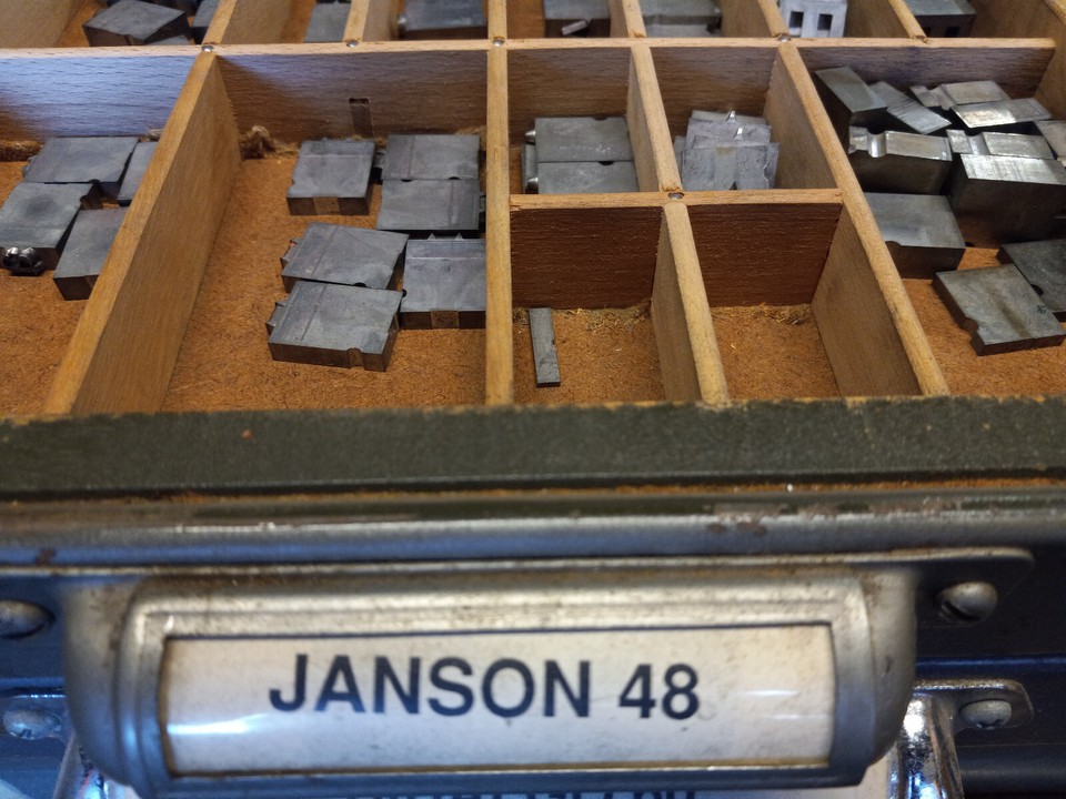 Letterpress Font TYPE ( 48 Point Janson ) w/ California Job Case AS-IS ...