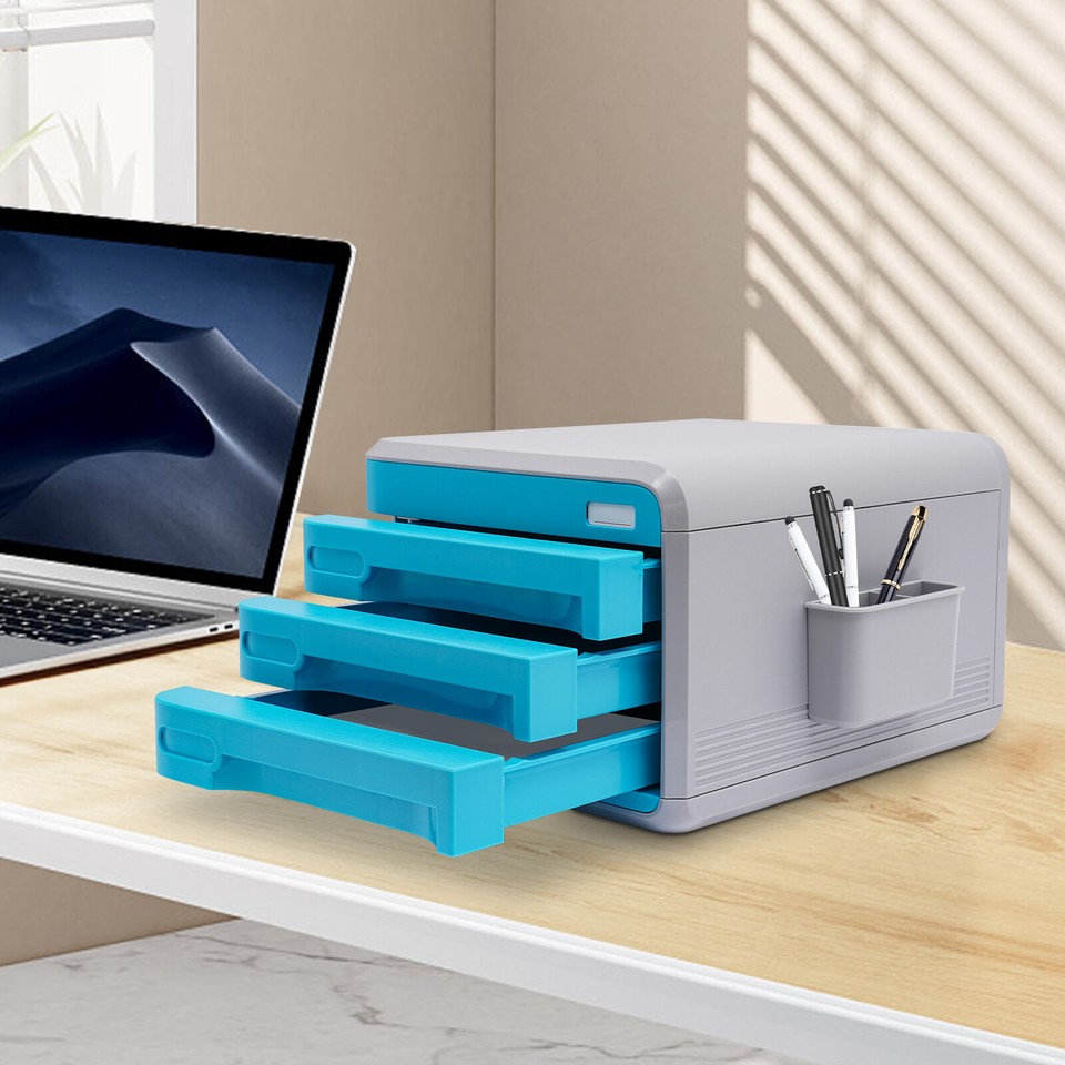 Desktop Storage Cabinet With 3 Drawers, Office Organizer For Stationery ...