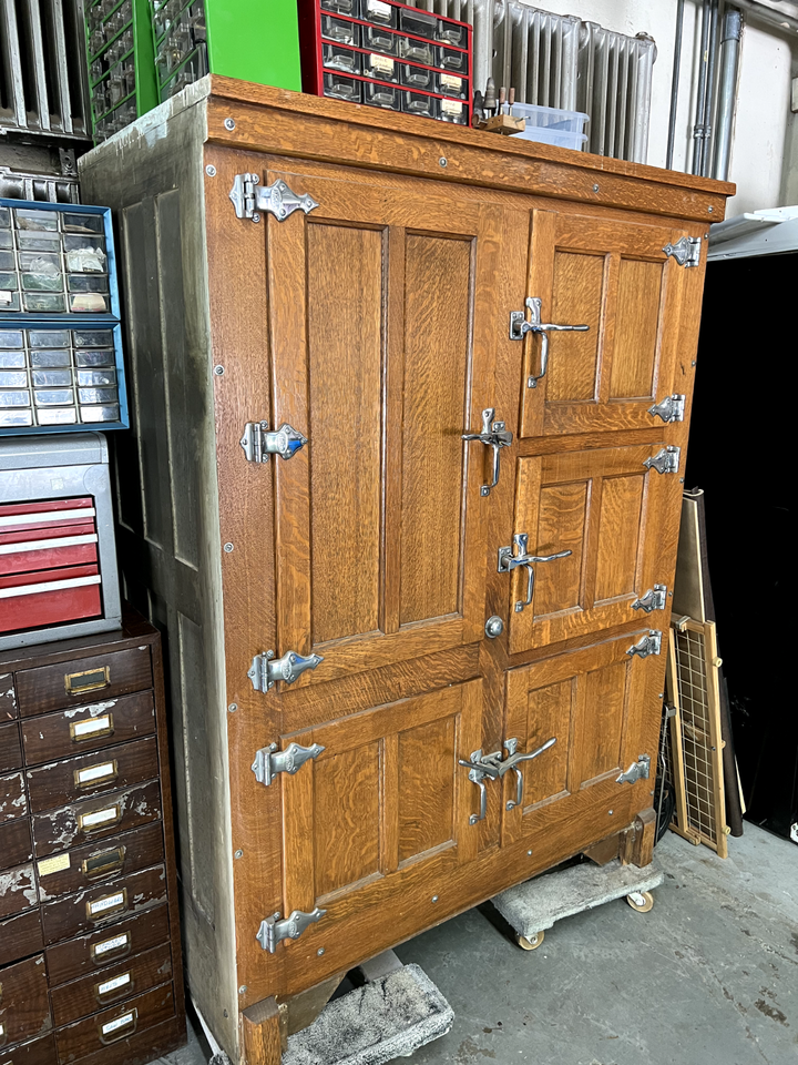 vintage ice box refrigerator wood | eBay
