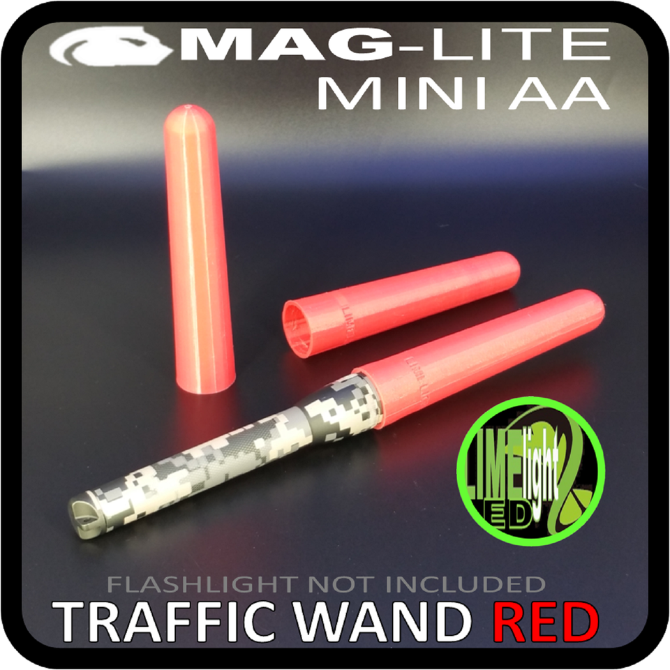 MAGLITE TRAFFIC WAND RED WHITE AA CD ML MAG CHARGER LED BULB GLOBE ...
