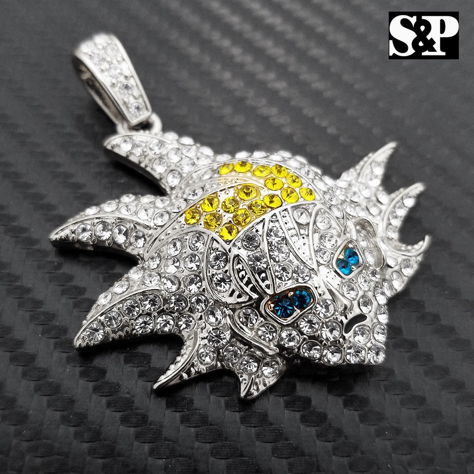 Hip Hop Iced SON GOKU pendant & 18" 1 Row Cubic Zirconia Tennis Chain ...