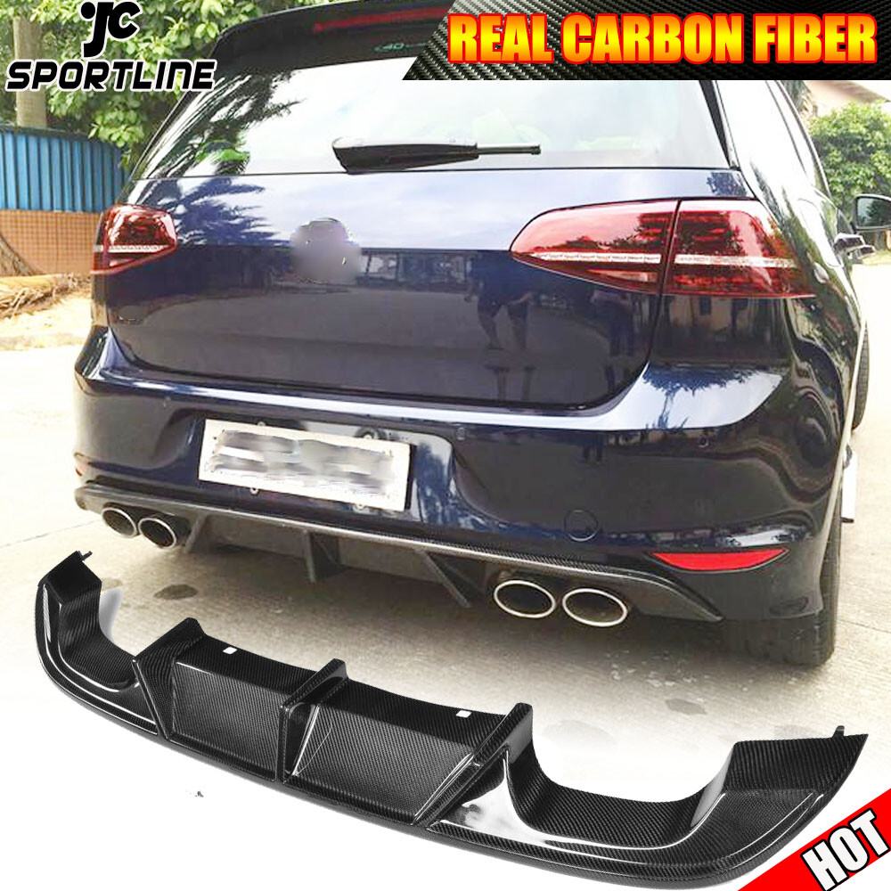 Fits VW GOLF 7 VII MK7 R R-LINE 2014-2017 Carbon Fiber Rear Bumper ...