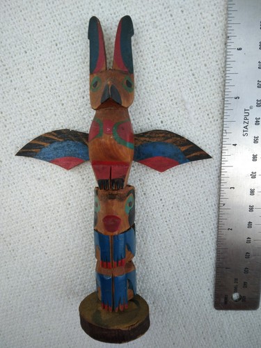 Vintage Hand-Carved hand-painted winged Totem Pole Northwest Coast ...