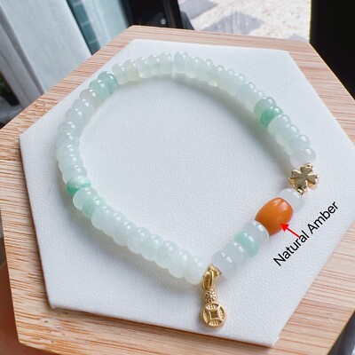 High Quality 100% Natural A Grade/ Ice Grade Burma Jade Beaded Bracelet ...