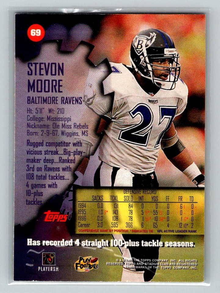 1997 Stadium Club Stevon Moore First Day Baltimore Ravens | eBay