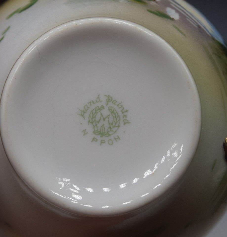 NIPPON ANTIQUE PORCELAIN SWANS 20 PIECE TEA SET TEAPOT PLATES CUPS ...