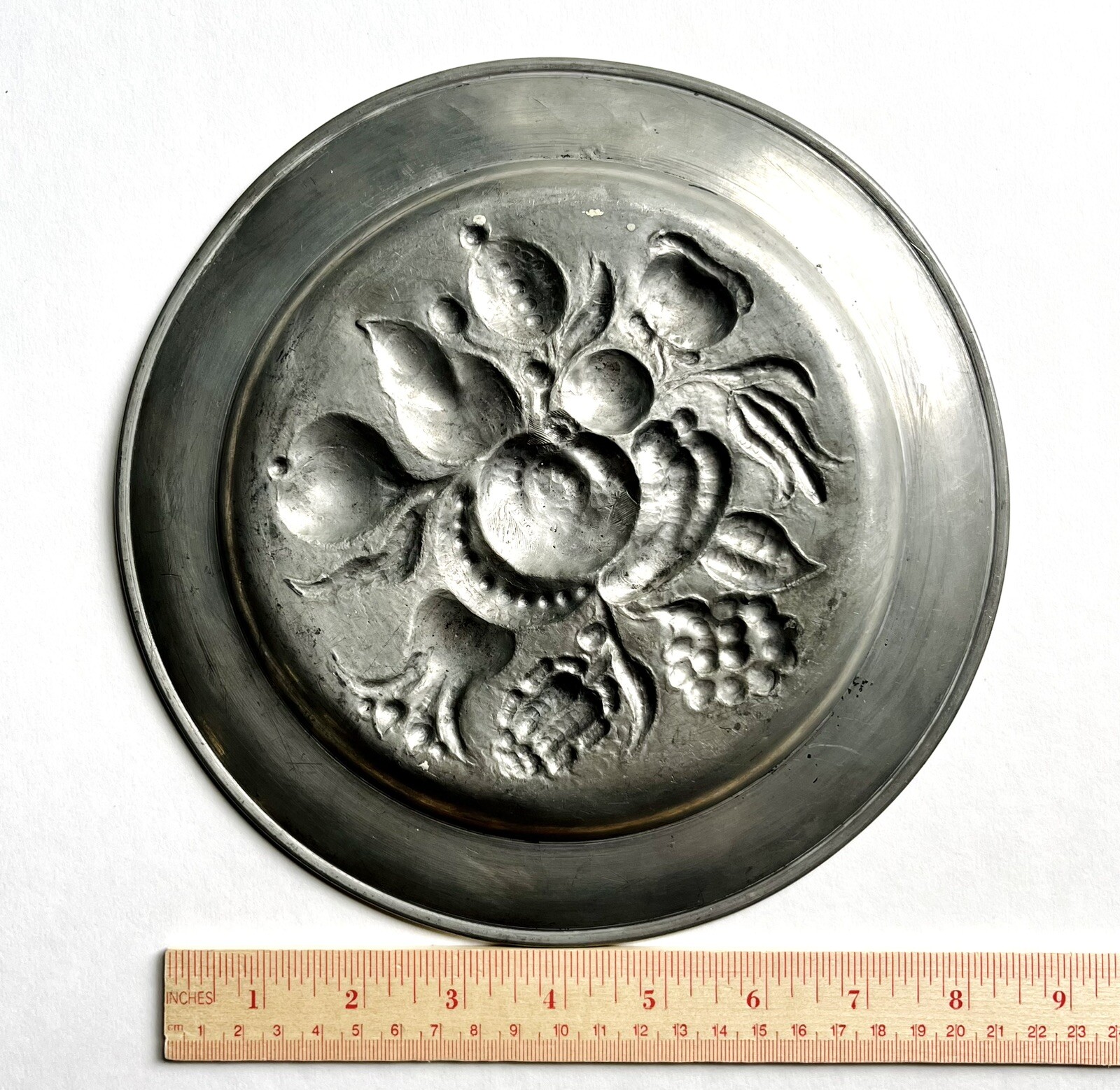 Antique 18th C. Repousse Pewter Fruit Plate, Signed & Dated 1750 ...