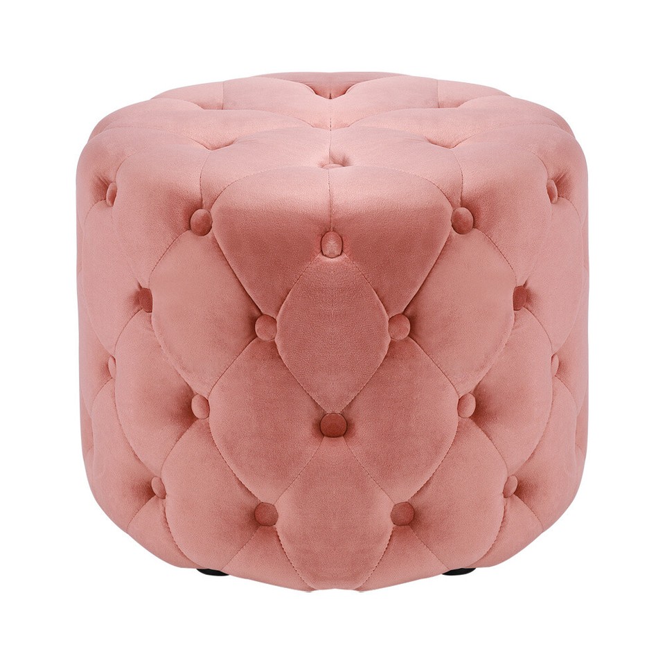 Extra Large Chesterfield Tufted Velvet Square Round Footstool Pouffe ...