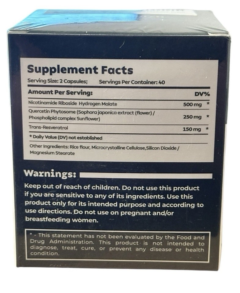 Reus Research Nicotinamide NAD+ Supplement 80 Ct NR+Resveratrol - New ...