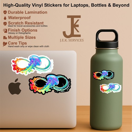 2PK - Autism Jellyfish Waterproof Sticker Decal for Water Bottles ...