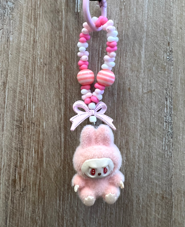 Labubu Pink Fuzzy Mini Keychain 4.5" | eBay