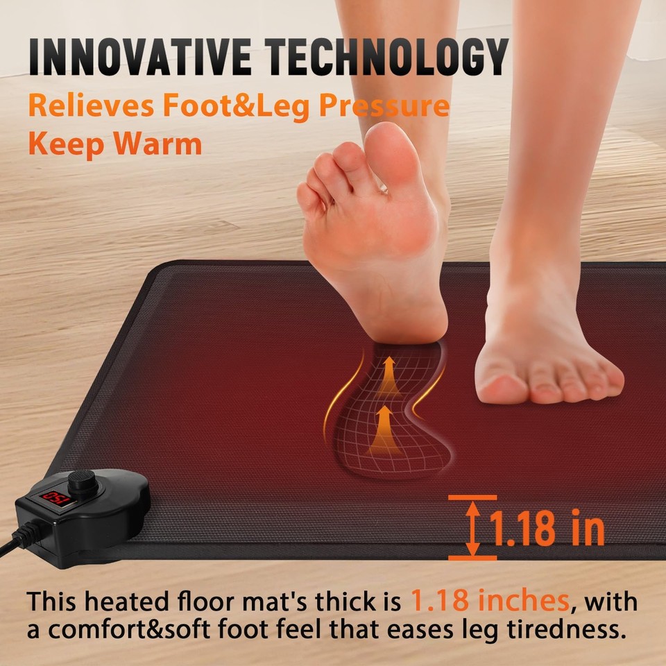 Heated Anti-Fatigue Floor Mat Under Desk - Heated Standing Mat ...