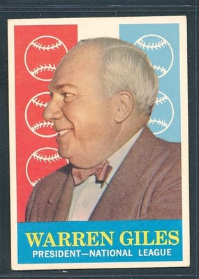 1959 Topps #200 WARREN GILES White Back, NL President ~ EX | eBay
